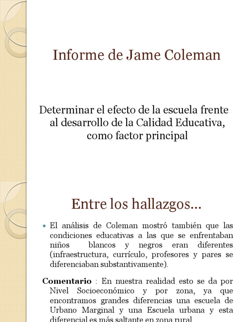 Informe Coleman | PDF | Plan de estudios | Desigualdad social