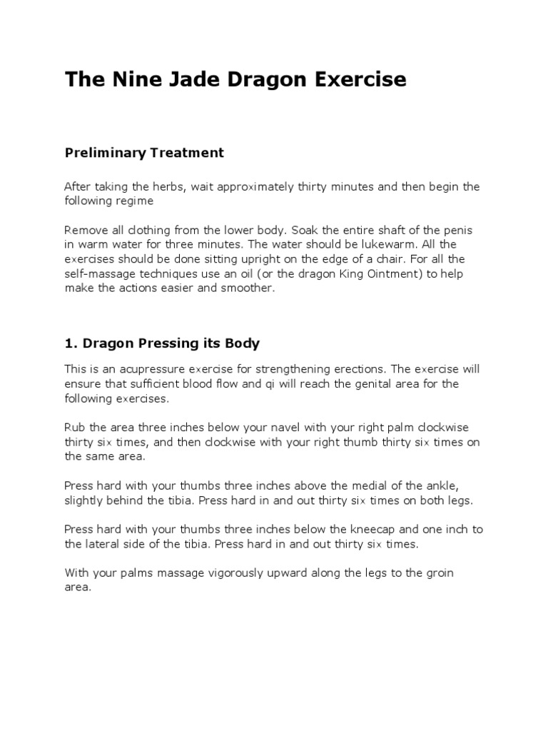 The Nine Jade Dragon Exercise | PDF | Penis | Hand