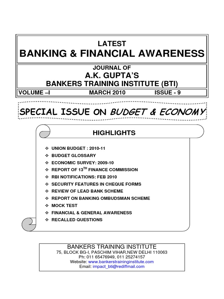 Banking & Financial Awareness: Special Issue | PDF | Finance & Money ...
