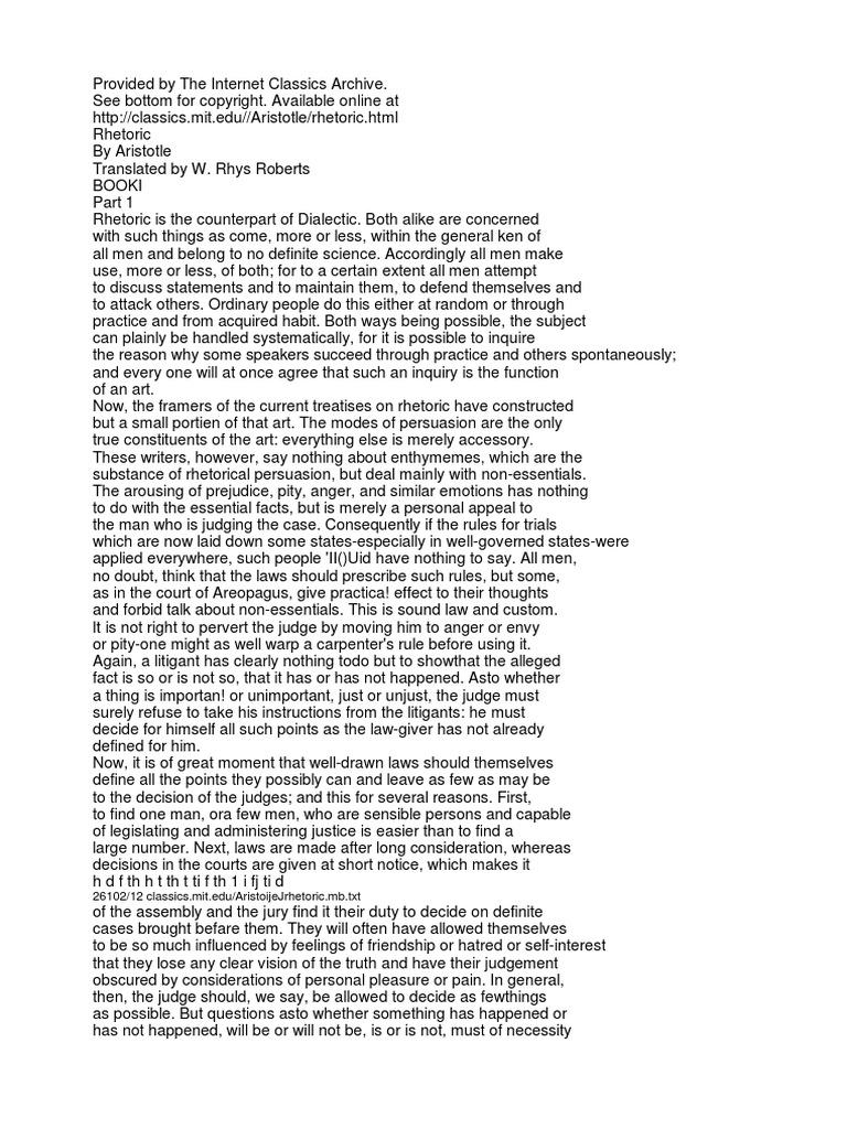 Rhetoric MB | PDF | Rhetoric | Dialectic