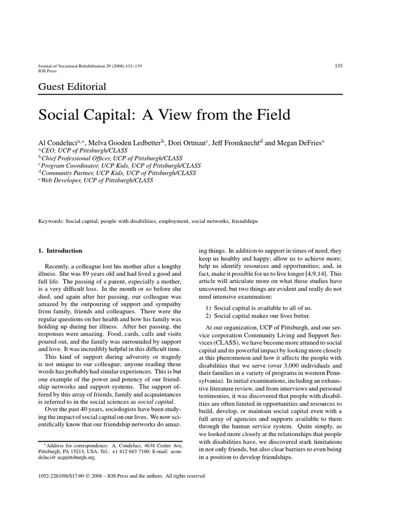 Social Capital Theory | PDF | Social Capital | Inclusion (Education)
