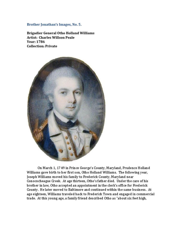 (Brother Jonathan No. 5) Brigadier General Otho Holland Williams | PDF ...