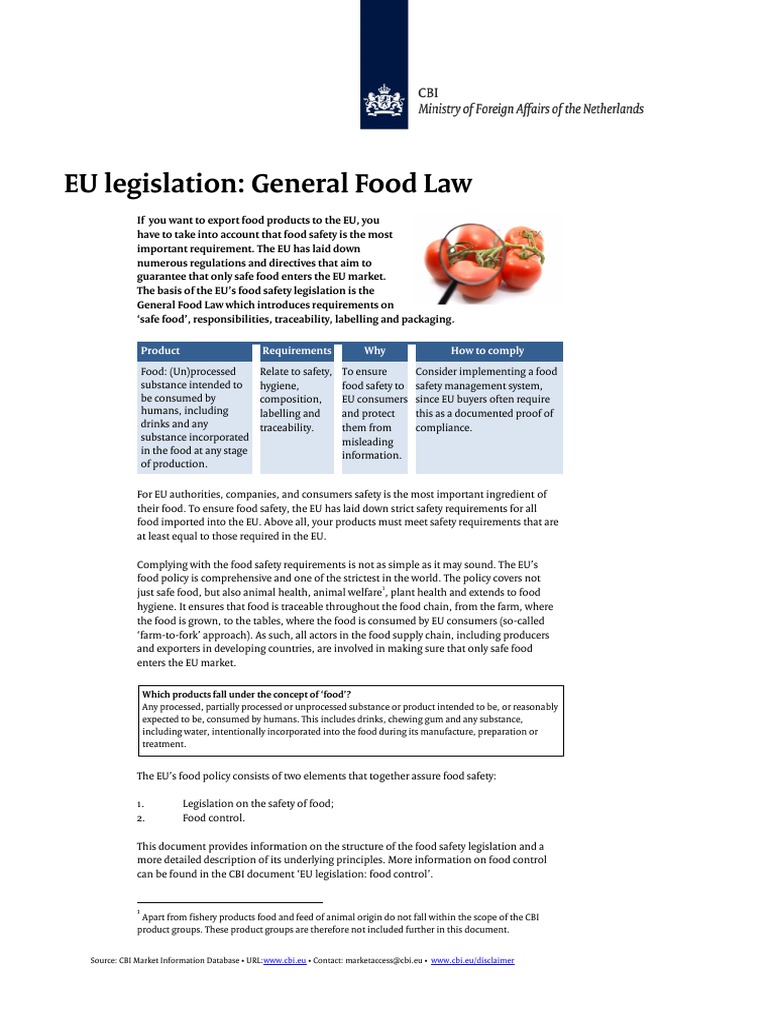 2012 EU Legislation General Food Law | PDF | Food Safety | Hazard ...