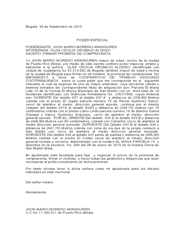 Poder para Firmar Promesa de Compraventa | PDF