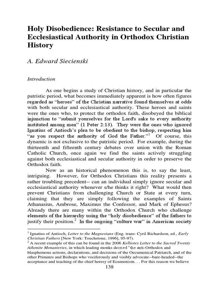 Holy Disobedience: Resistance To Secular and Ecclesiastical Authority ...