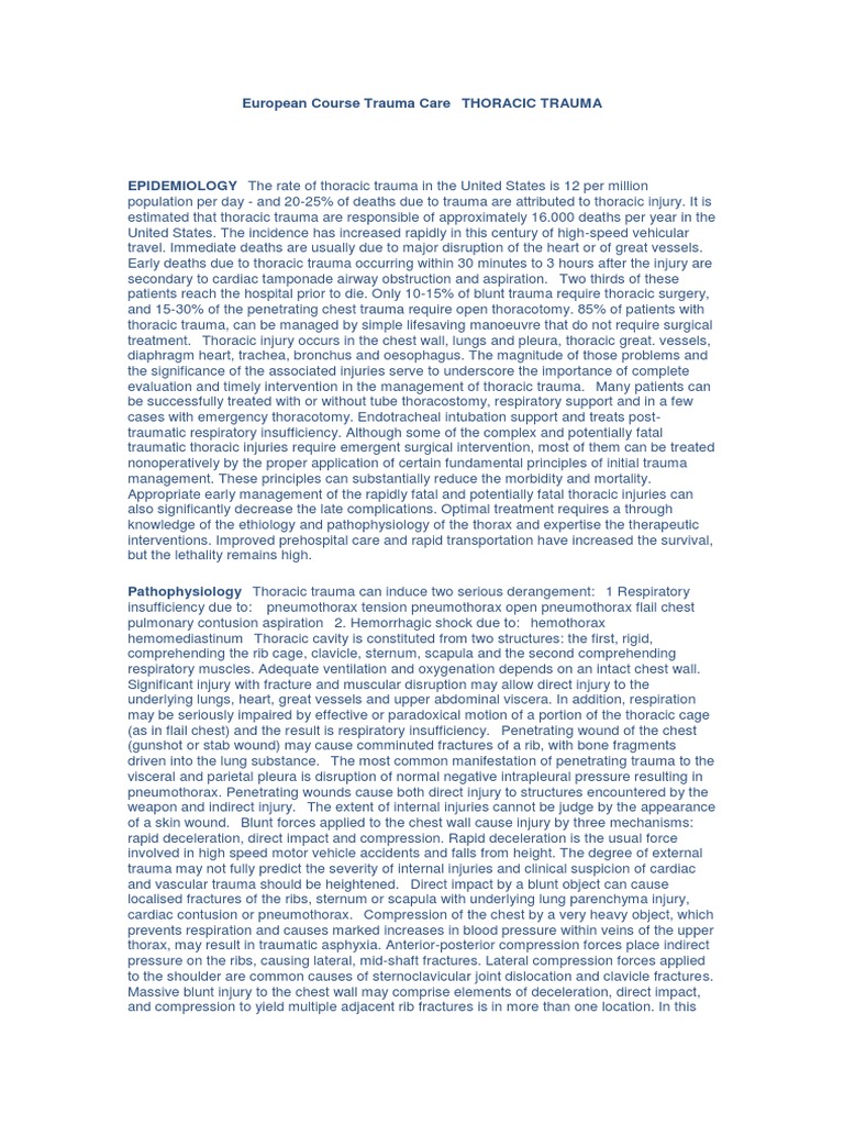 European Course Trauma Care | PDF | Thorax | Major Trauma