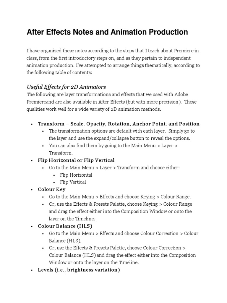 After Effects Notes and Animation Production | PDF | Adobe Photoshop ...