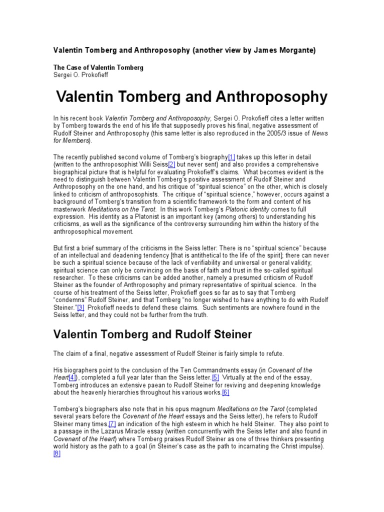 Valentin Tomberg and Anthroposophy | PDF | Rudolf Steiner | Spirituality