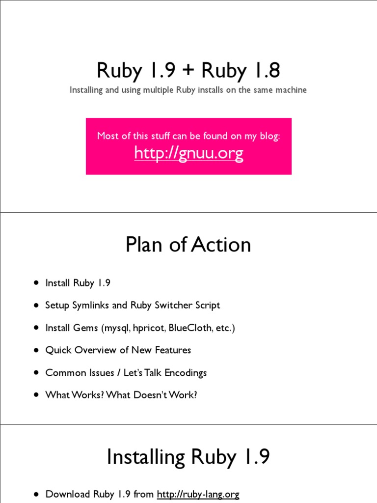 Installing And Using Ruby 19 Pdf Computer Data Computer Programming 5420