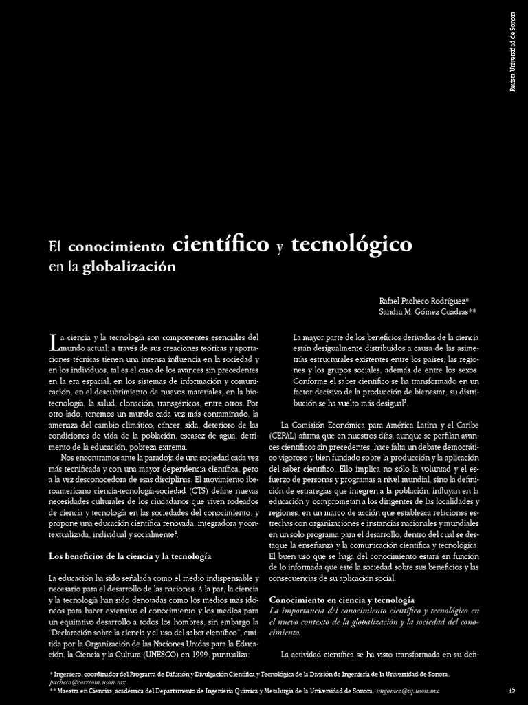 El Conocimiento Cientifico y Tecnologico en La Globalizacion | PDF ...