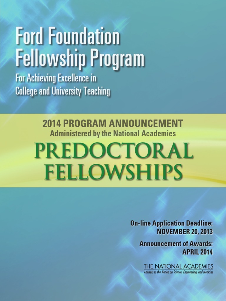 Ford Foundation Fellowship Program: Predoctoral Fellowships | PDF ...