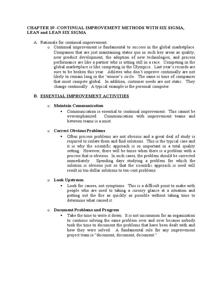 Continuous Improvement with Lean Six Sigma | PDF | Lean Manufacturing ...