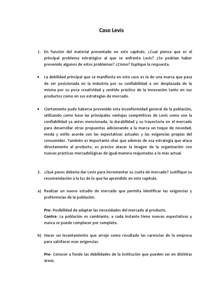 Caso Levis | PDF | Producto (Negocio) | Mercado (economía)