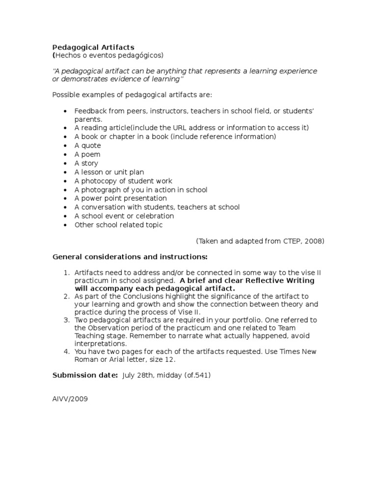 Understanding Pedagogical Artifacts | PDF