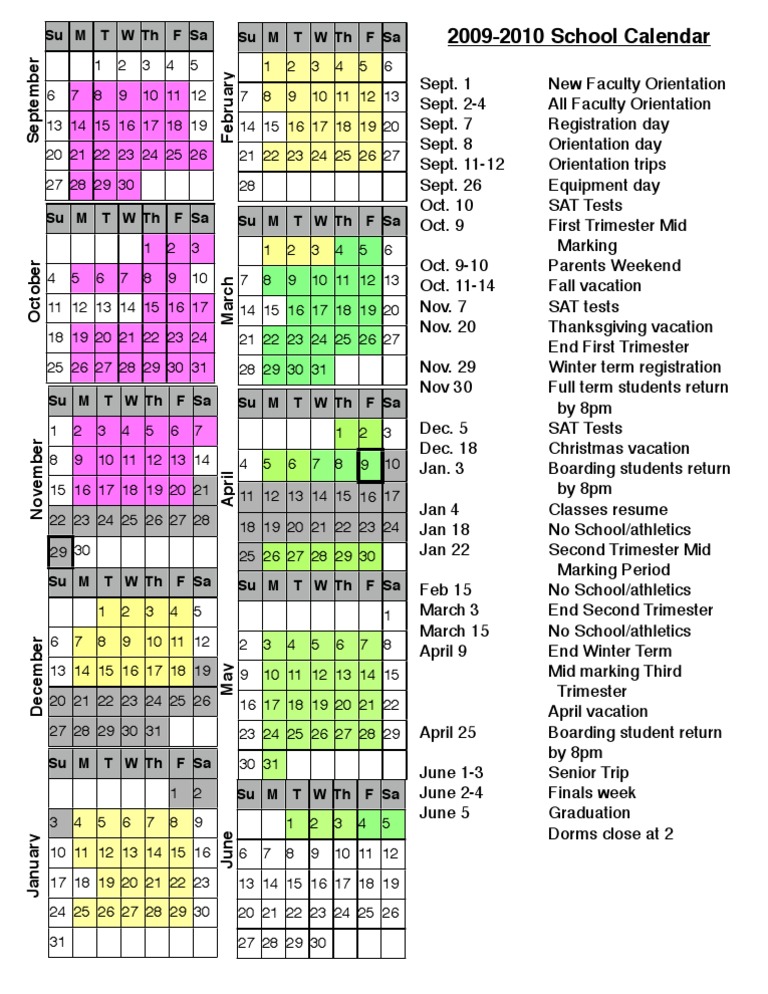 2009-2010 Trimester Calendar Complete | PDF | Academic Term ...