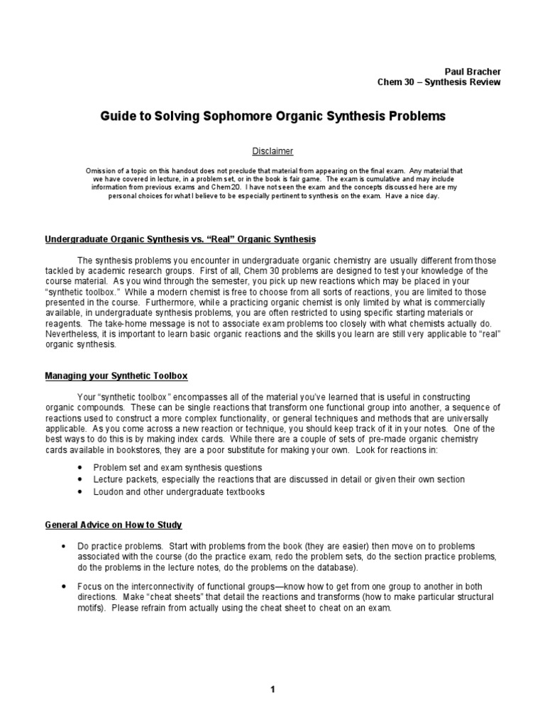 Organic Synthesis Problem Guide | PDF | Ester | Alkene