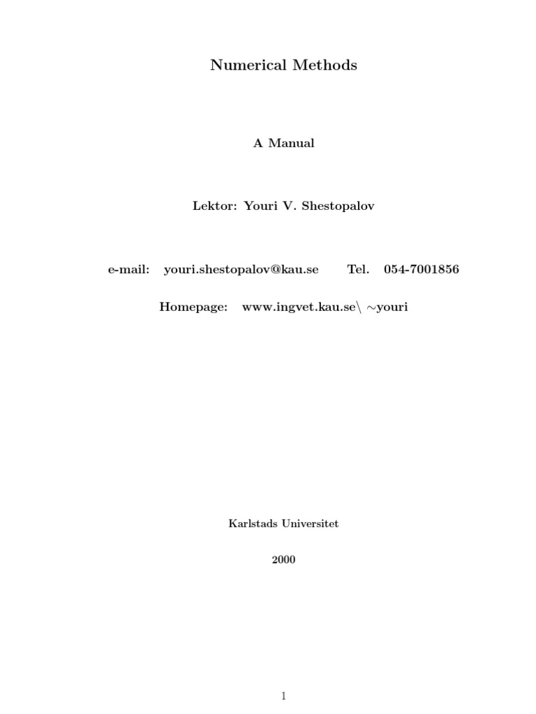 Numerical Methods: A Manual | PDF | Numerical Analysis | Interpolation