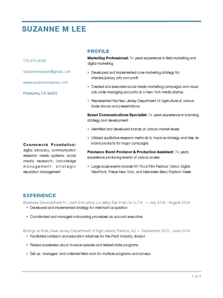 Lee, Suzanne Resume | PDF | Brand | Strategic Management