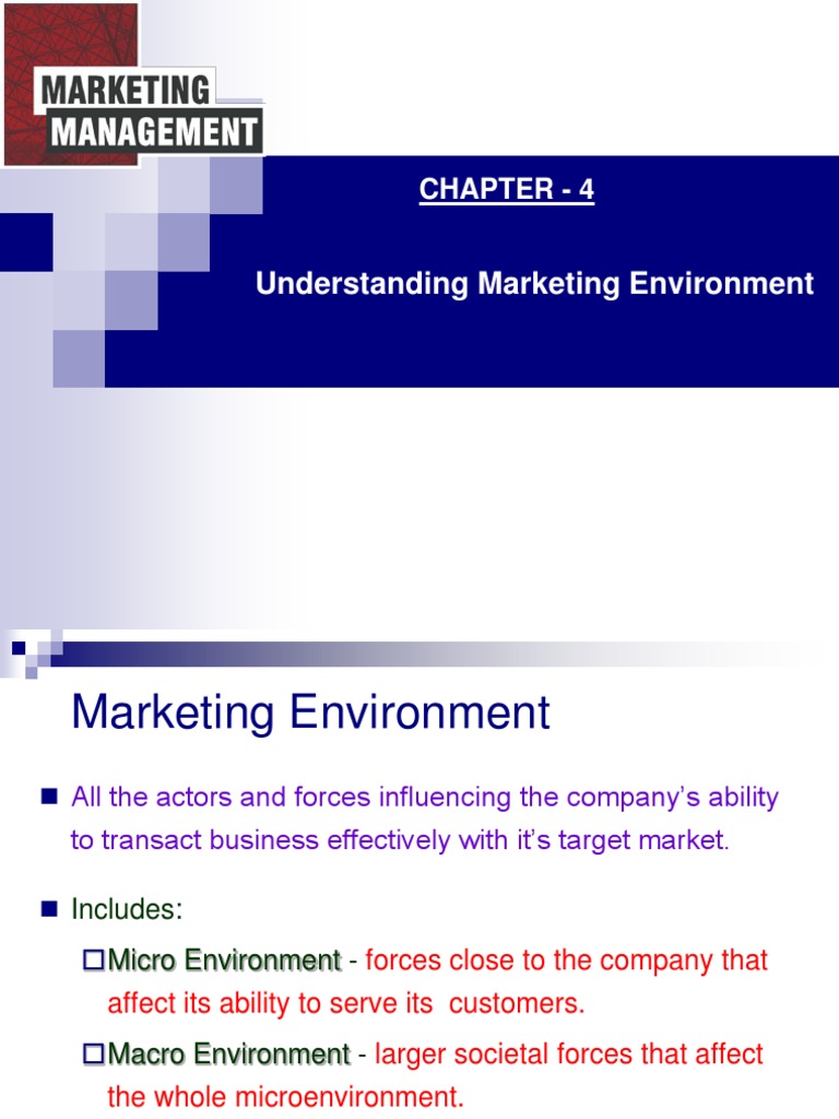 Understanding Marketing Environment: Chapter - 4 | PDF | Marketing ...