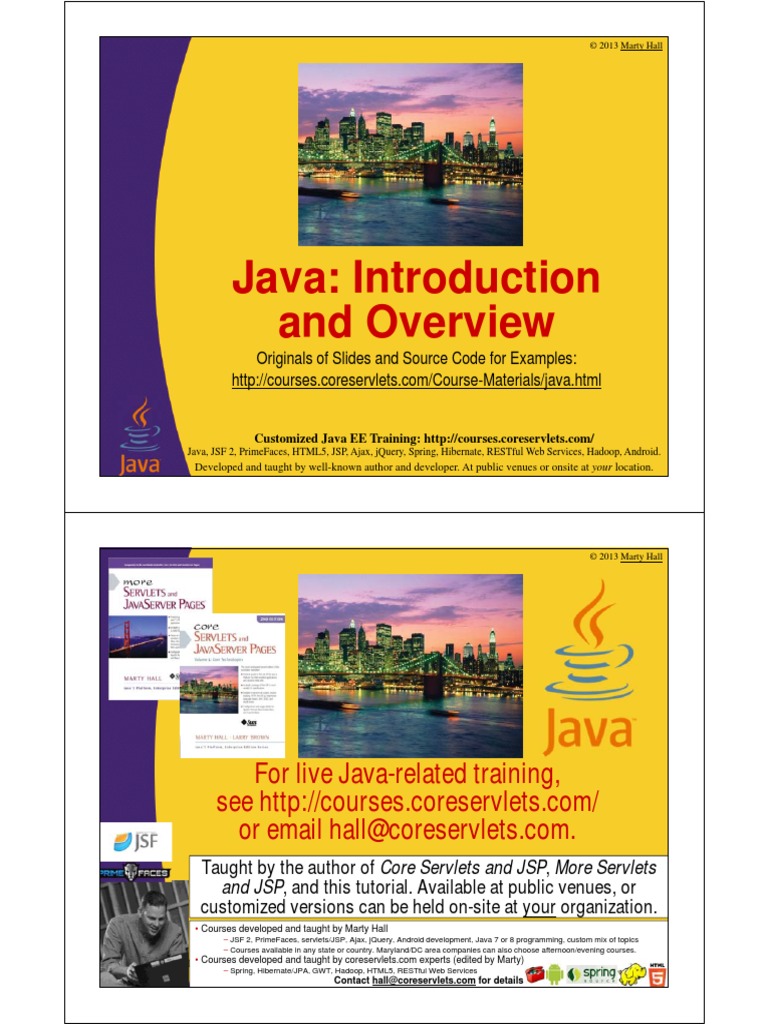 Java: Introduction and Overview: For Live Java-Related Training | PDF ...