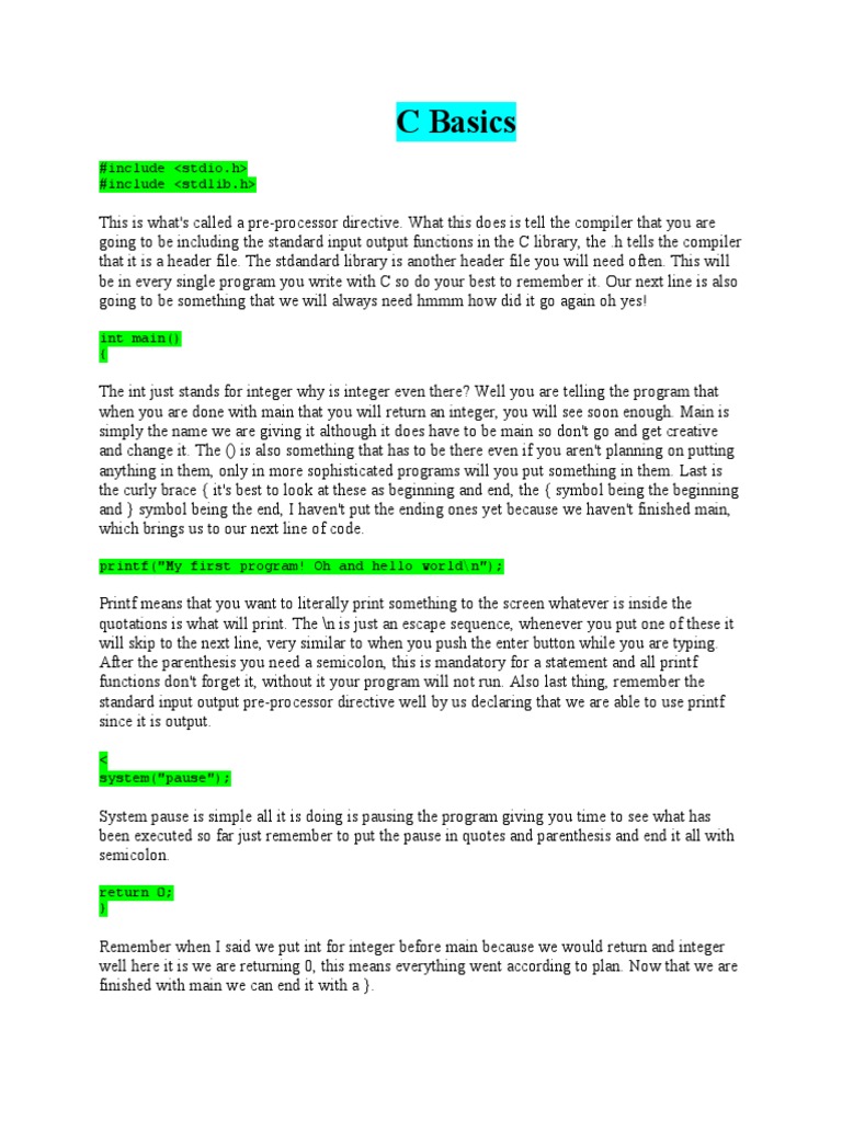 C Basic | PDF | Pointer (Computer Programming) | Trigonometric Functions