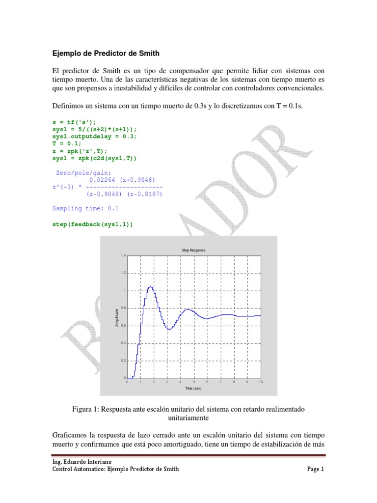 Predictor de Smith MATLAB | PDF | Métodos y materiales de enseñanza