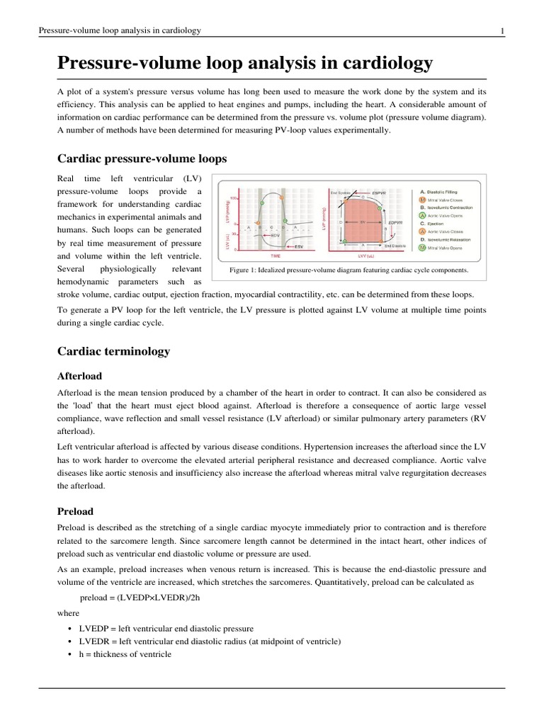 Cardiac Pressure-Volume Loop Analysis | PDF | Heart | Heart Valve