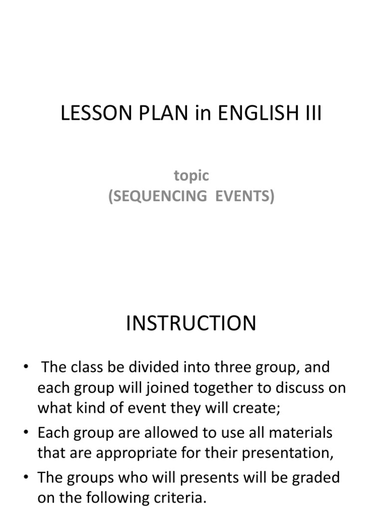 Sequencing Events Lesson Plan | PDF | Wellness | Science & Mathematics
