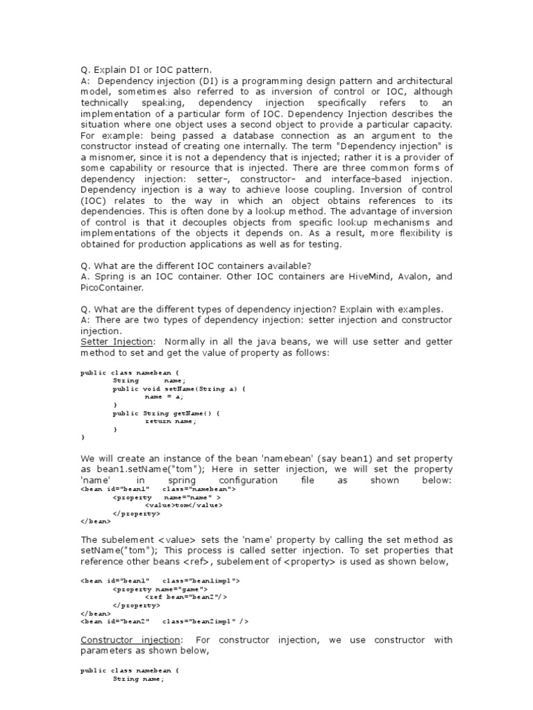 Spring And Hibernate Interview Questions Pdf Spring Framework Software Development