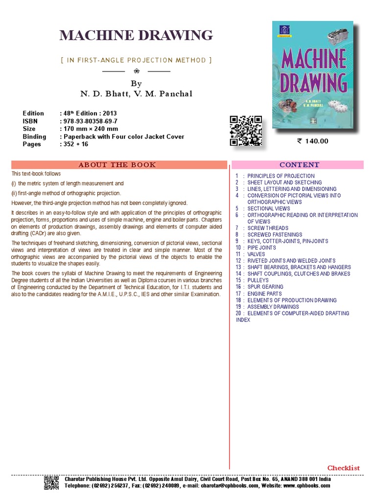 Machine Drawing Book Intro by ND Bhatt | PDF | Screw | Gear