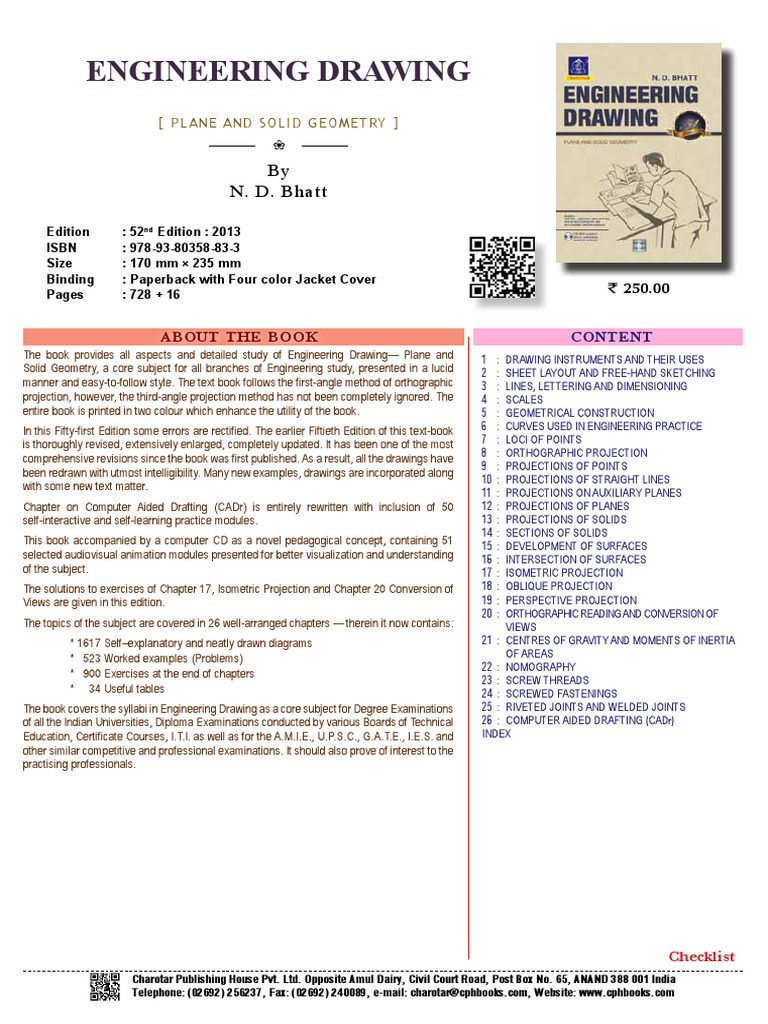 Engineering Drawing Textbook Intro by N D Bhatt | PDF | Screw | Geometry