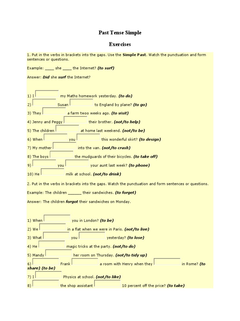 Simple Past Tense Exercises | PDF | Grammatical Tense | Grammar