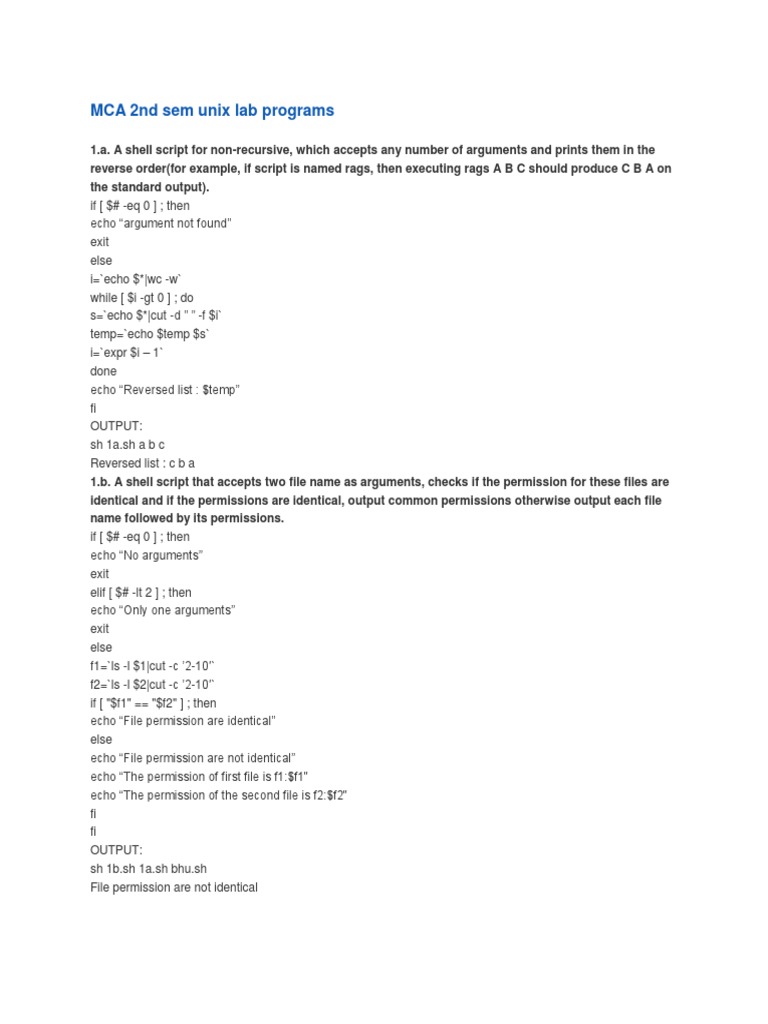 Unix Lab Prgms | PDF | Command Line Interface | Parameter (Computer Programming)