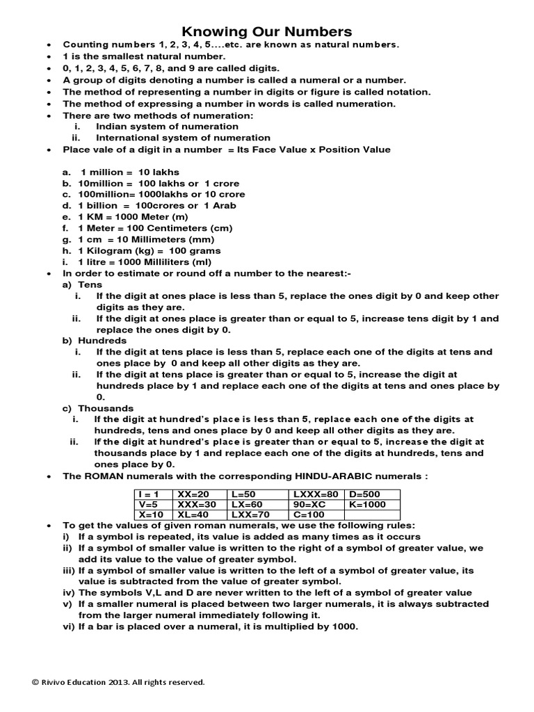 01-Knowing Our Numbers | Download Free PDF | Litre | Numbers