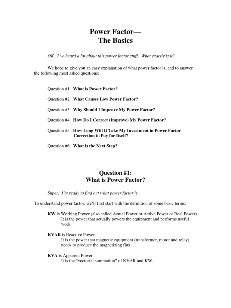 Definition Of Power Factor PDF Capacitor Force