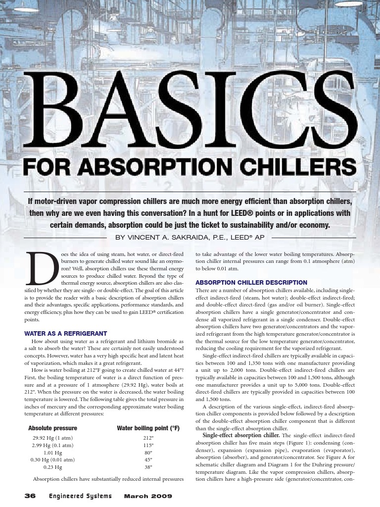 Basics For Absorption Chillers | PDF | Heat Exchanger | Evaporation