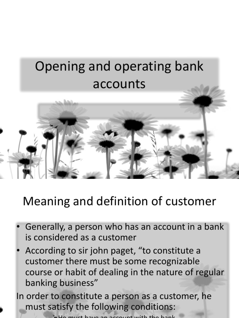 Opening and Operating Bank Accounts | PDF | Deposit Account | Banks
