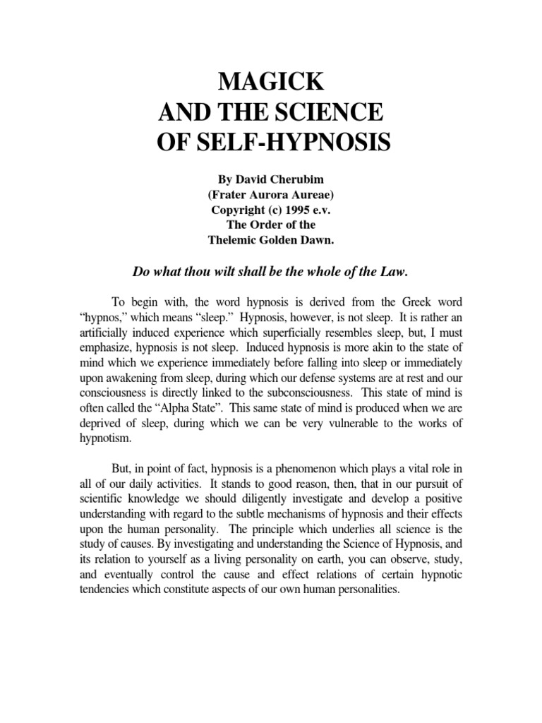 Magick and The Science of Self-Hypnosis | PDF | Hypnosis | Magic ...