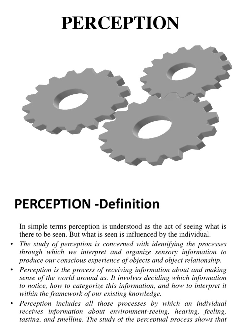 Perception Of the individual | Perception | Information