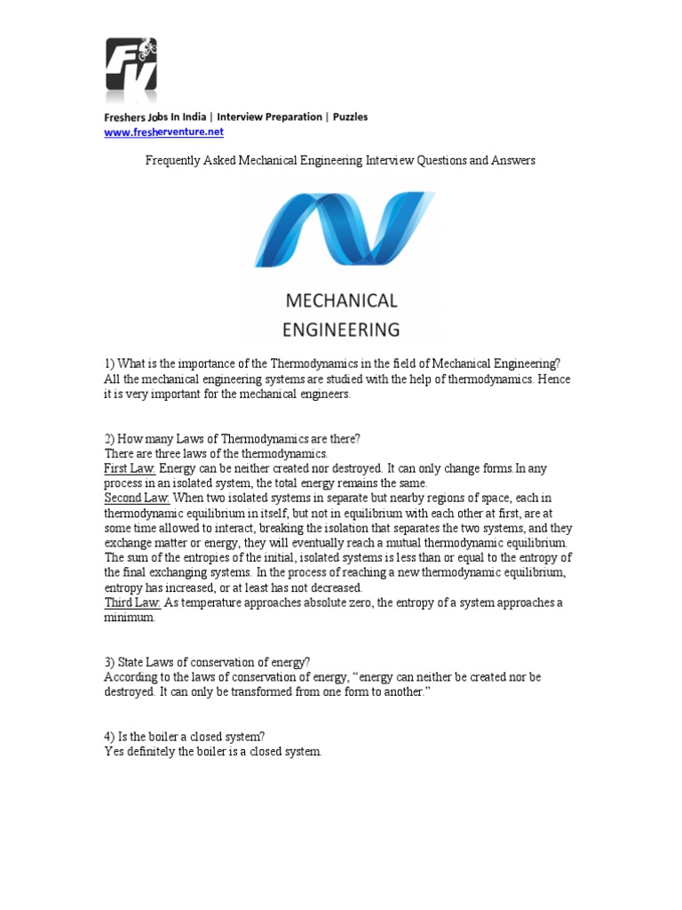 Mechanical Engineering Interview Questions and Answers | PDF | Pump ...