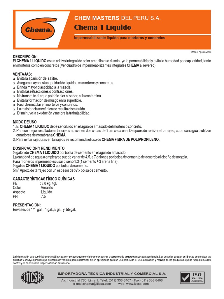 Chema 1 Liquid o | PDF | Hormigón | Cemento