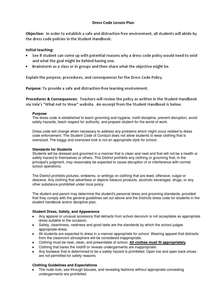 Dress Code Lesson | PDF | Clothing | Trousers