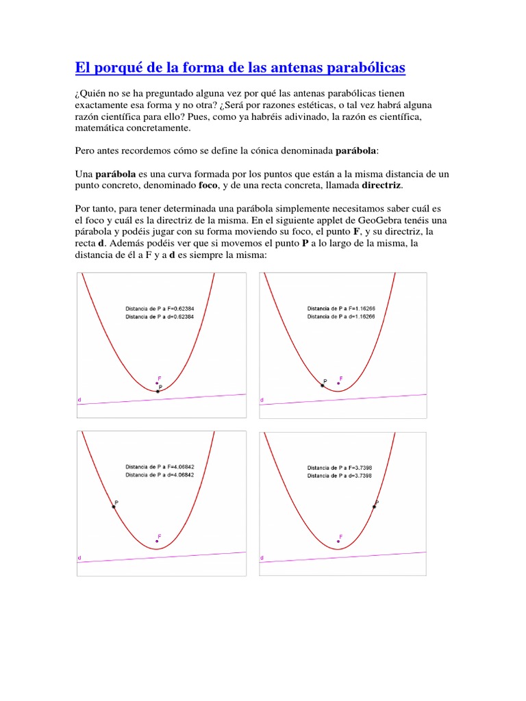 Forma y función de antenas parabólicas | PDF | Geometría | Geometría ...