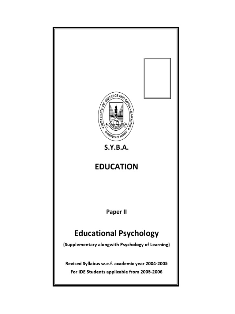 Revised Syllabus and Study Material for SYBA Educational Psychology ...