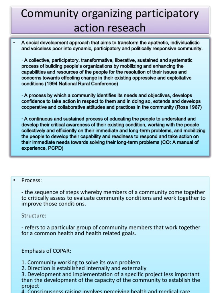 Community organizing participatory action research COPAR | PDF ...