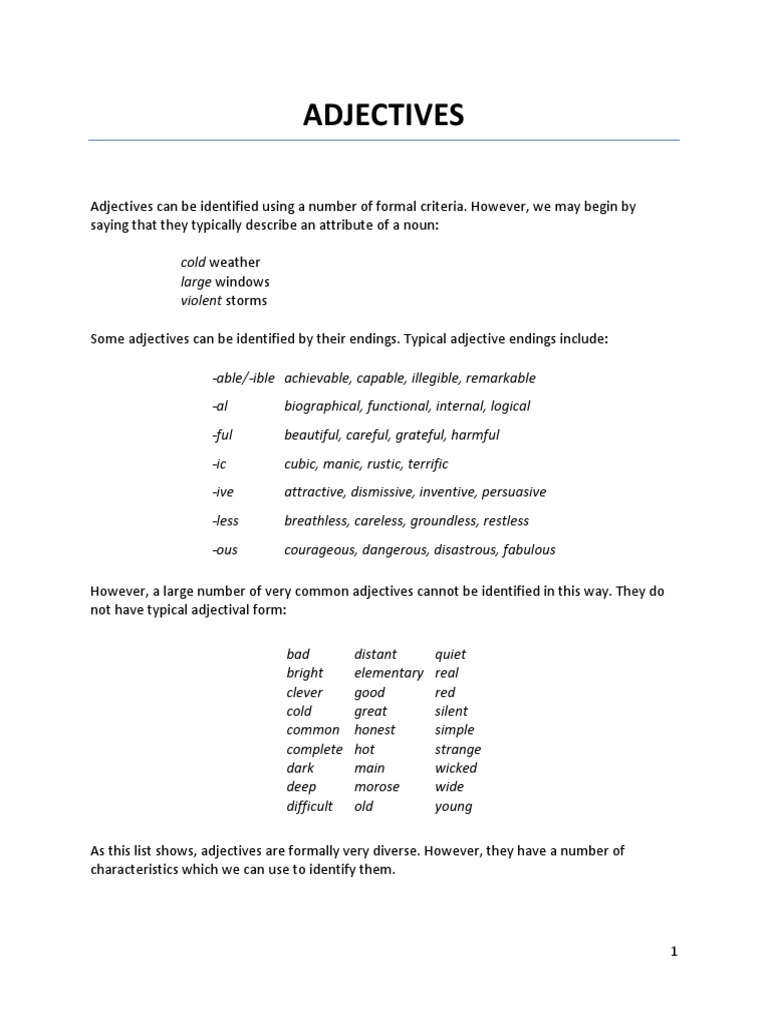 Adjectives | PDF | Adjective | Noun