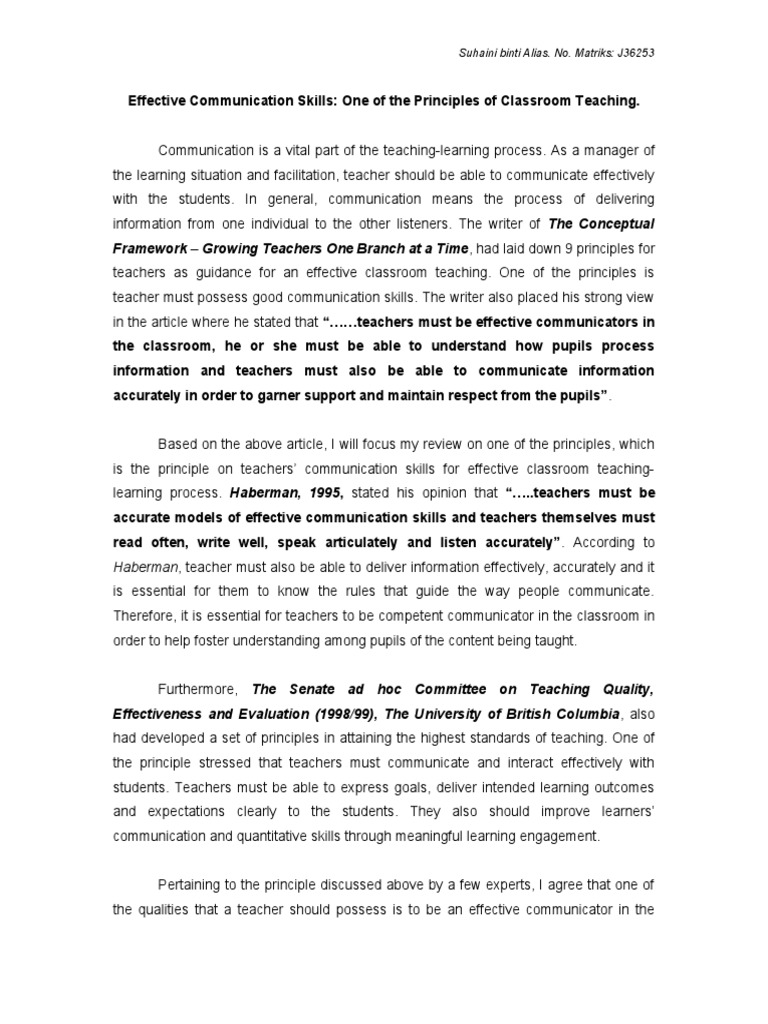 The Importance of Effective Communication Skills for Teachers: A Review ...
