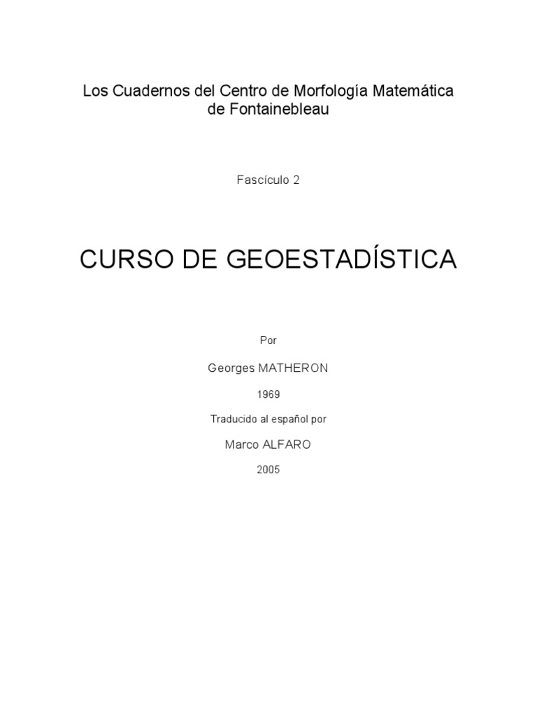 Curso de Geoestadística de Matheron | PDF | Integral | Función ...