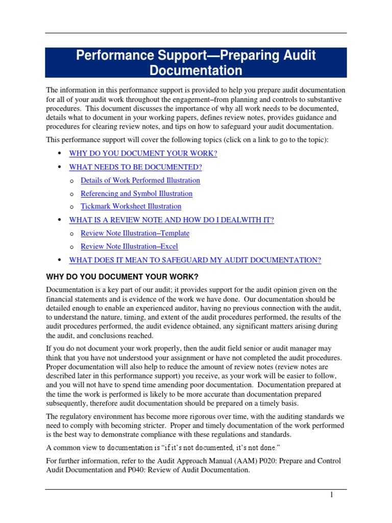 Preparing Audit Documentation PT 1 | PDF | Documentation | Audit