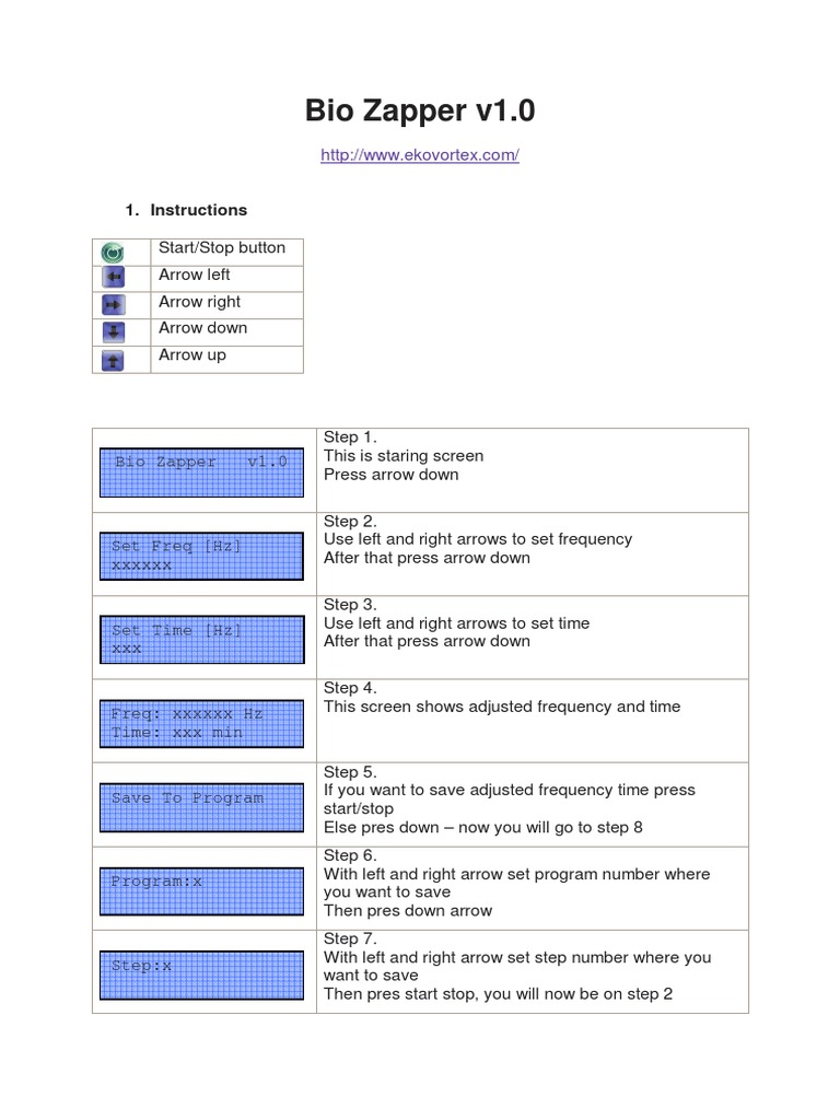 Manual-BioZapper v1 0 | PDF | Frequency | Telecommunications Engineering